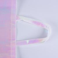 China Exhibition Custom Logo Pink Holographic Non Woven Iridescent Tote Bag for Wedding Gift for sale