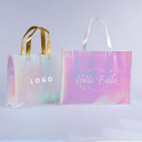 China Exhibition Custom Logo Pink Holographic Non Woven Iridescent Tote Bag for Wedding Gift for sale