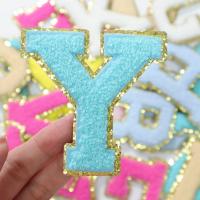 China 5.1cm 5.7cm 6.3cm 7cm Letter A-Z Glitter Patch Ironing Chenille Glitter Letter Patch Garment for sale
