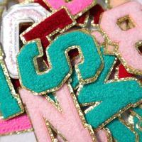 China 5.1cm 5.7cm 6.3cm 7cm Letter A-Z Glitter Patch Ironing Chenille Glitter Letter Patch Garment for sale