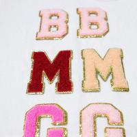 China 5.1cm 5.7cm 6.3cm 7cm Letter A-Z Glitter Patch Ironing Chenille Glitter Letter Patch Garment for sale