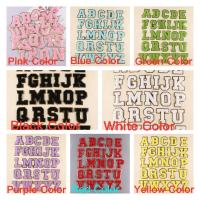 China Pink Gold Border Iron On Adhesive Repair Alphabet Sewing Appliques with 3D Twill Fabric for sale