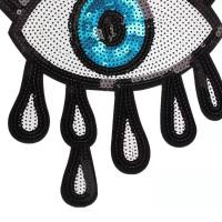 China Twill Fabric Adhesive Applique Embroidery Patches for Clothing Large Size Evil Eyes for sale