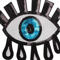China Twill Fabric Adhesive Applique Embroidery Patches for Clothing Large Size Evil Eyes for sale