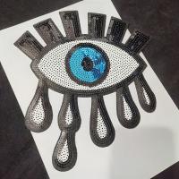 China Twill Fabric Adhesive Applique Embroidery Patches for Clothing Large Size Evil Eyes for sale