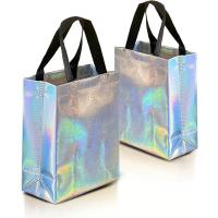 China Non-Woven Shopping Bag in Silver Metal Holographic Custom Design and Pantone Colors for sale
