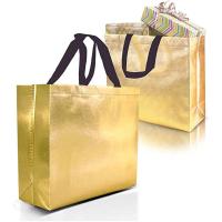 China Non-Woven Shopping Bag in Silver Metal Holographic Custom Design and Pantone Colors for sale