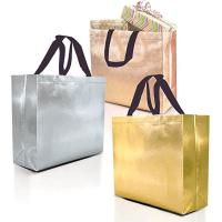 China Non-Woven Shopping Bag in Silver Metal Holographic Custom Design and Pantone Colors for sale