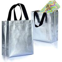 China Non-Woven Shopping Bag in Silver Metal Holographic Custom Design and Pantone Colors for sale