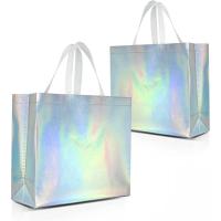 China Non-Woven Shopping Bag in Silver Metal Holographic Custom Design and Pantone Colors for sale