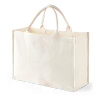 China Bag Square Shape Laminated Waterproof Canvas Cotton Shopping Tote Beach Bag for Promotion for sale