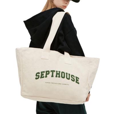 China Exhibition Customized Logo Printed Oversized Cotton Canvas Tote Bag for Active Lifestyle for sale