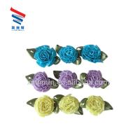 China Single Face Style Colorful Satin Ribbon Roses Flower Bow Sustainable Wedding Decoration for sale