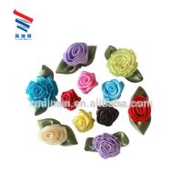 China Single Face Style Colorful Satin Ribbon Roses Flower Bow Sustainable Wedding Decoration for sale