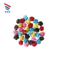 China Single Face Style Colorful Satin Ribbon Roses Flower Bow Sustainable Wedding Decoration for sale