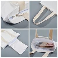 China Grocery Customized Logo Printed Recycle Plain Organic Cotton Canvas Tote Shopping Bags with Zipper for sale