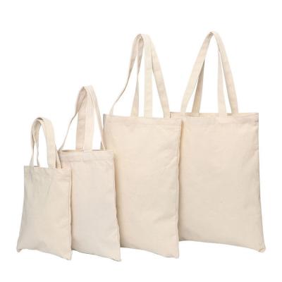 China Plain White Blank Cotton Canvas Tote Bag With Custom Print Logo For Business Shopping for sale