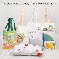 China Plain White Blank Cotton Canvas Tote Bag With Custom Print Logo For Business Shopping for sale