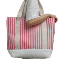 China Large Market Shopping Shoulder Bag Striped Tote Bag Canvas Ideal for Business Shopping for sale