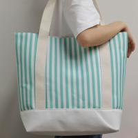 China Large Market Shopping Shoulder Bag Striped Tote Bag Canvas Ideal for Business Shopping for sale