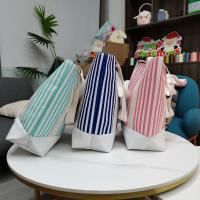 China Large Market Shopping Shoulder Bag Striped Tote Bag Canvas Ideal for Business Shopping for sale