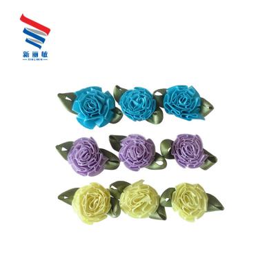 China Colourful Pre-Made Stain Rose Flower Ribbon Small and Delicate Style as Your Needs for sale
