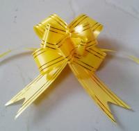 China Chocolate Packaging Satin Ribbon Bow with Round of Transfer Printing and Single Side Style for sale