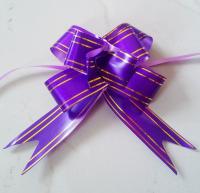 China Chocolate Packaging Satin Ribbon Bow with Round of Transfer Printing and Single Side Style for sale