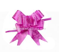 China Chocolate Packaging Satin Ribbon Bow with Round of Transfer Printing and Single Side Style for sale