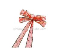 China Chocolate Packaging Satin Ribbon Bow with Round of Transfer Printing and Single Side Style for sale
