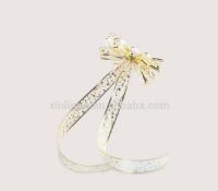 China Chocolate Packaging Satin Ribbon Bow with Round of Transfer Printing and Single Side Style for sale
