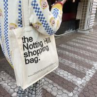 China Custom Logo Printed Reusable Canvas Shopping Cotton Tote Bags with Interior Pocket for sale