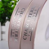 China 1 Inch Satin Ribbons Customized Colorful Logo Printing with Gold Foil Embellishment for sale