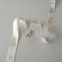 China OEM Accepted Custom Gold Foil Printed 3D Logo Polyester Satin Ribbon for Gift Wrapping for sale
