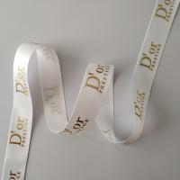 China OEM Accepted Custom Gold Foil Printed 3D Logo Polyester Satin Ribbon for Gift Wrapping for sale