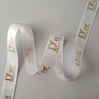 China OEM Accepted Custom Gold Foil Printed 3D Logo Polyester Satin Ribbon for Gift Wrapping for sale