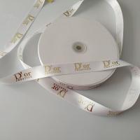 China OEM Accepted Custom Gold Foil Printed 3D Logo Polyester Satin Ribbon for Gift Wrapping for sale