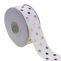 China OEM Accepted 1.5 Inch Custom Printed Gold Foil Polka Dot Grosgrain Ribbon 38mm for Hair Bow/Gift Wrapping for sale