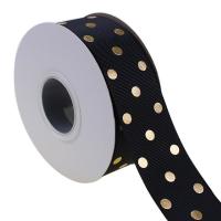 China OEM Accepted 1.5 Inch Custom Printed Gold Foil Polka Dot Grosgrain Ribbon 38mm for Hair Bow/Gift Wrapping for sale
