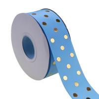 China OEM Accepted 1.5 Inch Custom Printed Gold Foil Polka Dot Grosgrain Ribbon 38mm for Hair Bow/Gift Wrapping for sale