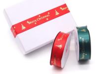 China Merry Christmas Alphabet Woven Edge Ribbon for Custom Festival Roll Decoration for sale