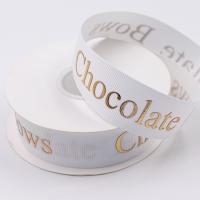 China Custom Eco Friendly 3D Gold Foil Printed Black Silk Grosgrain Ribbon with Embossed Logo for sale