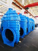 China Ductile Iron Flange End Sluice Gate Valve with Worm Gear and EPDM Rubber Seat PN16 for sale