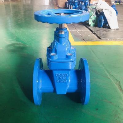 China Double Flanged Resilient Seated Gate Valve BS5163 PN16 Ductile Iron DN50-600 for sale