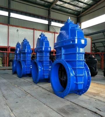 China GGG50 DIN Worm Gear Gate Valve 2-24 Inch PN10 PN16 Flanged Resilient Seat for sale