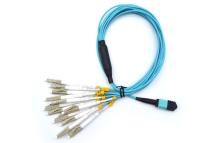 China OM3 / OM4 MPO Patch Cord 12 Core 5M Simplex / Duplex 10G Fiber Optic Cable for sale