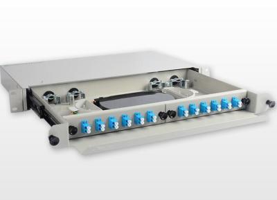 China 12 Port Rack Mount Patch Panel 1U , 19 Inch 24 Core LC Optical Fiber Patch Panel for sale