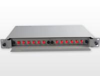 China Rack Mount Fiber Patch Panel 12 Port 19′′ 1U FC Adapter Singlemode Metal Alloy for sale
