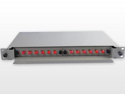 China Rack Mount Fiber Patch Panel 12 Port 19′′ 1U FC Adapter Singlemode Metal Alloy for sale