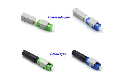 China Clamshell / Screw Fiber Optic Fast Connector Green 55mm For FTTH Drop Cables for sale